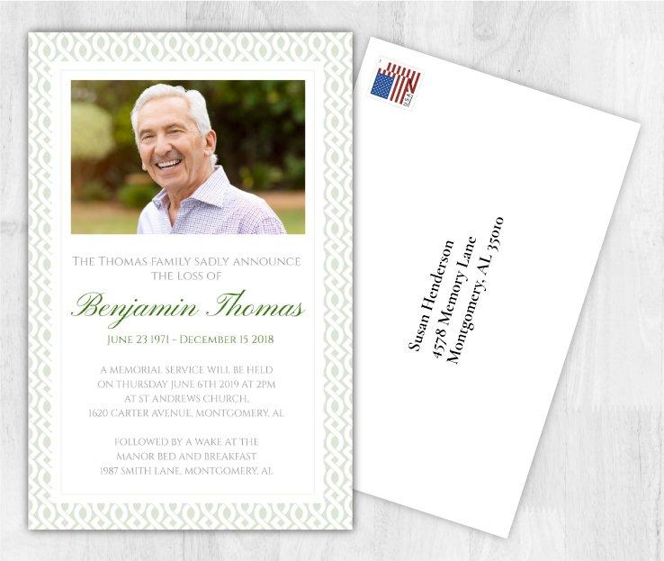 Funeral & Memorial Service Announcements Mailable Letter with Envelop ...